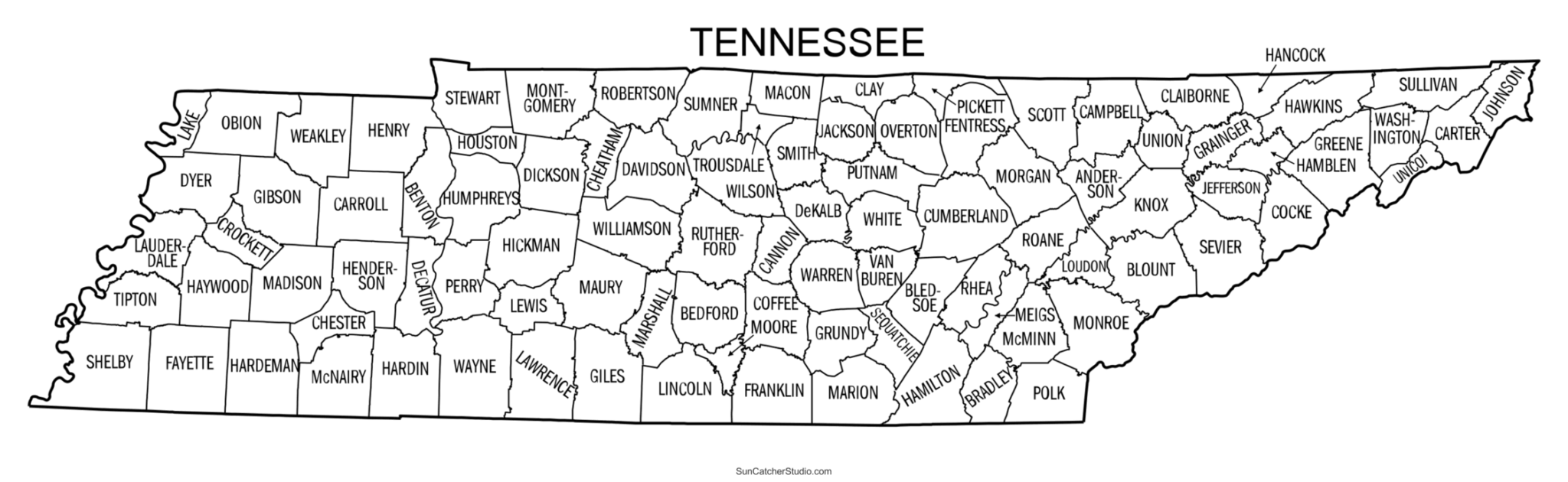 Printable Tennessee County Map - Jenny Blog
