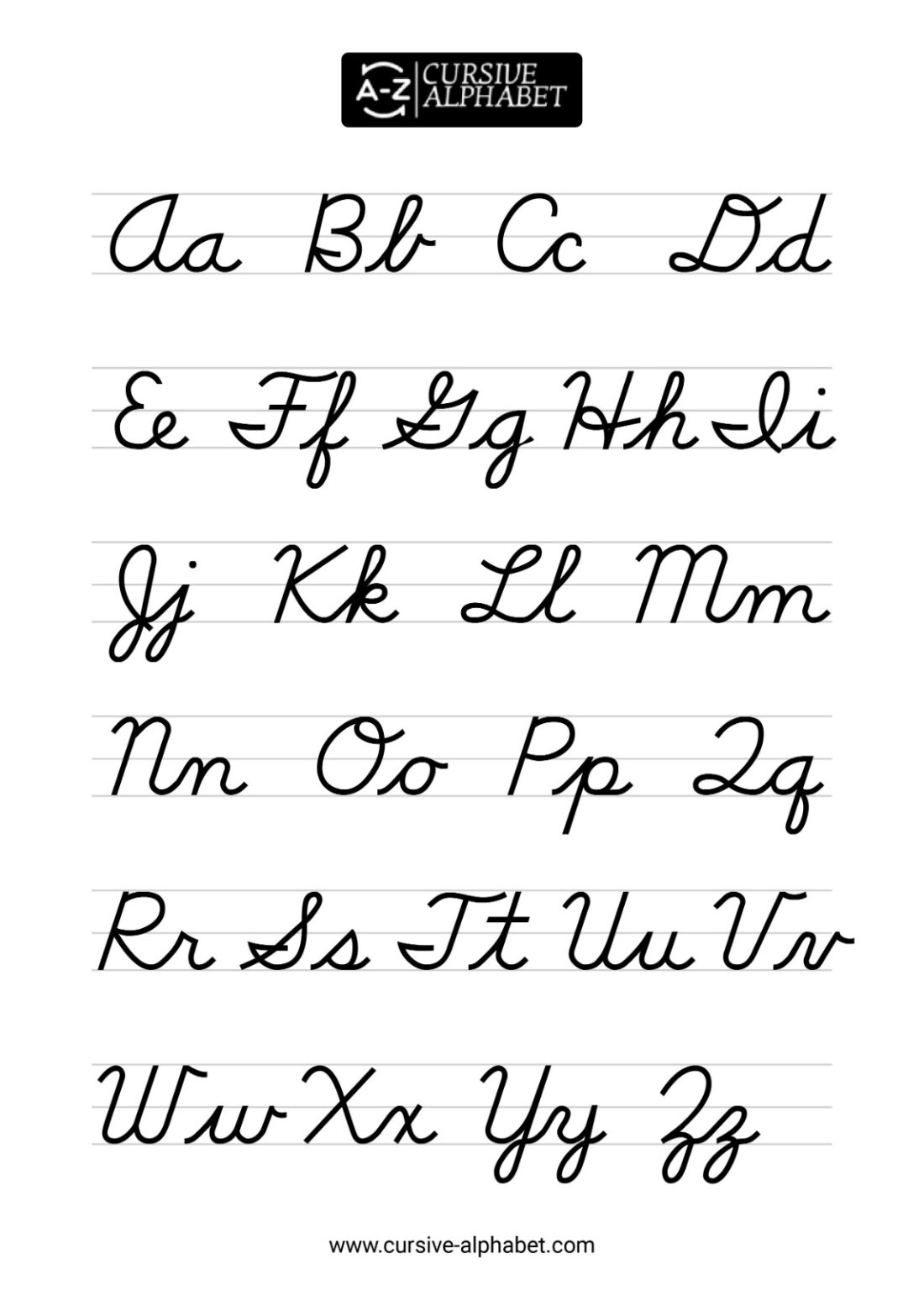 Cursive Alphabet Printable - Jenny Blog