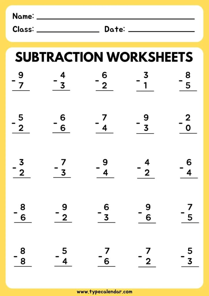Subtraction Worksheets Printable - Jenny Blog