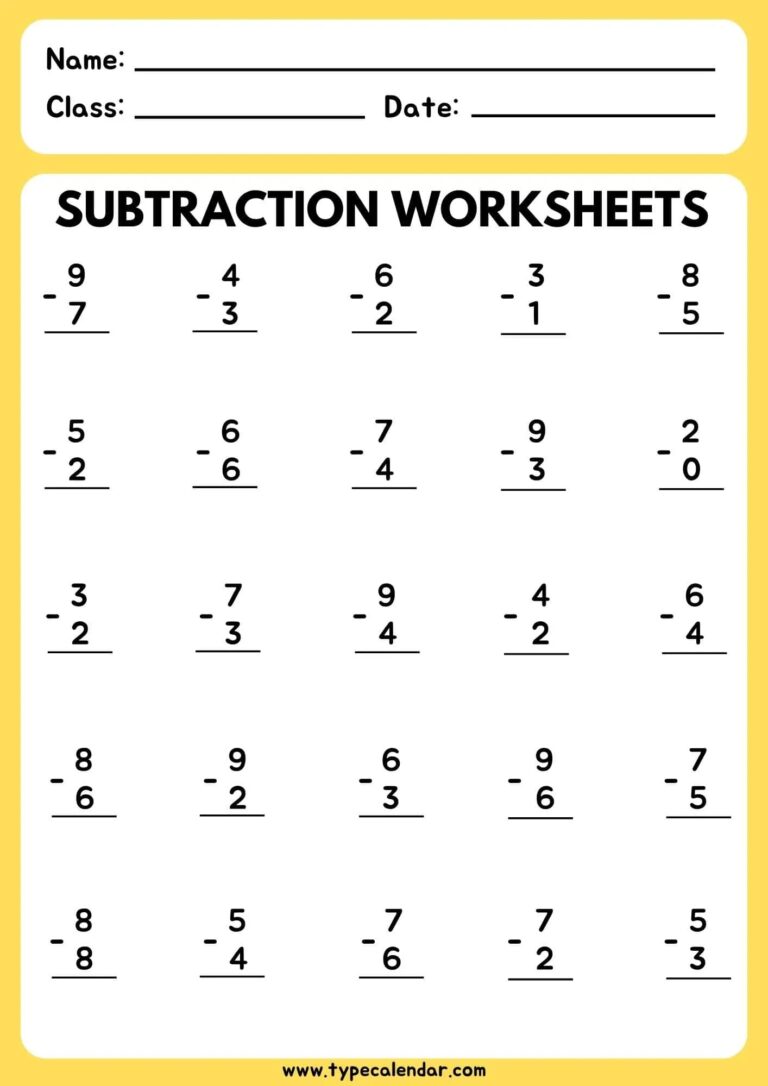 Subtraction Worksheets Printable - Jenny Blog