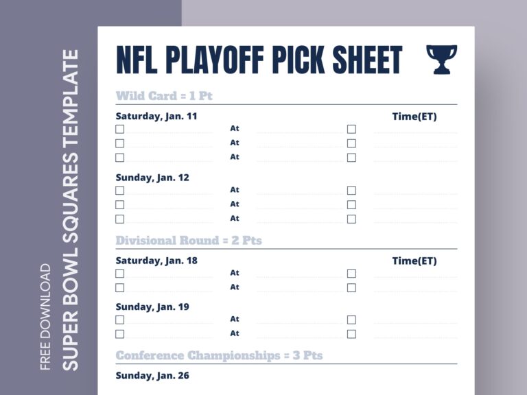 Nfl Pick Sheets Printable - Jenny Blog